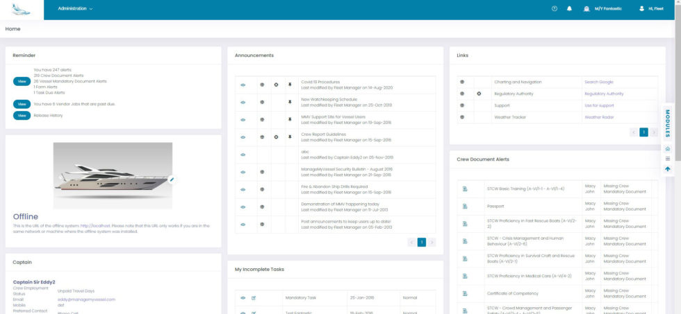 Vessel Dashboard - Manage My Vessel